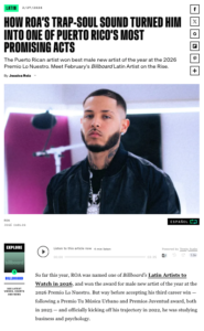 Billboard reconoce a ROA como artista latino en ascenso y confirma su ...